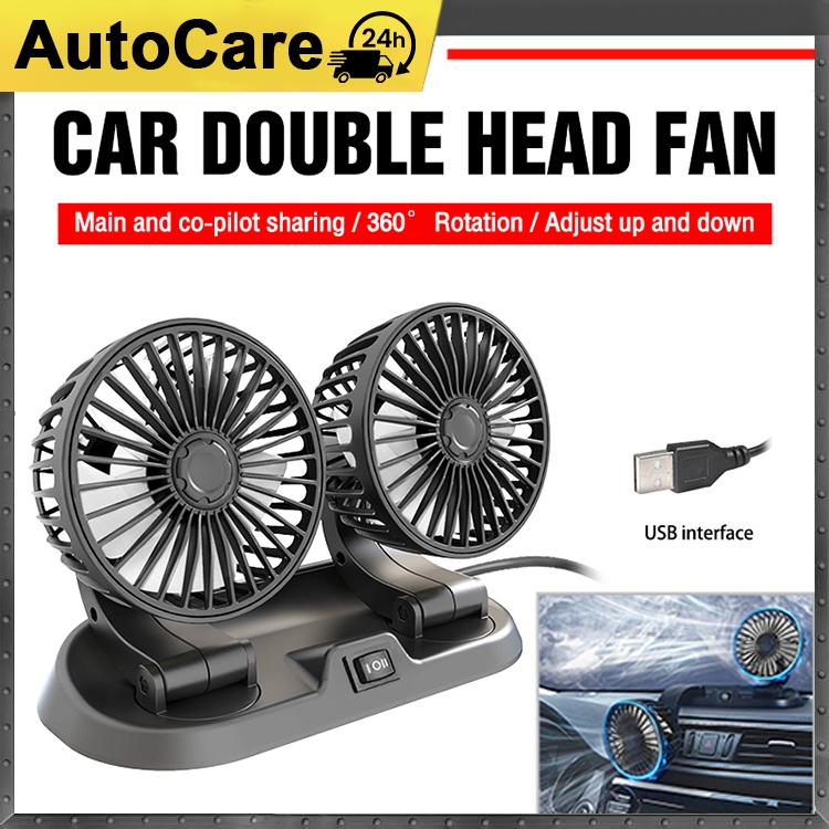 Adjustable Dual Head Car Fan Usb Type for Vehicles Car Electric Fan 12v ...