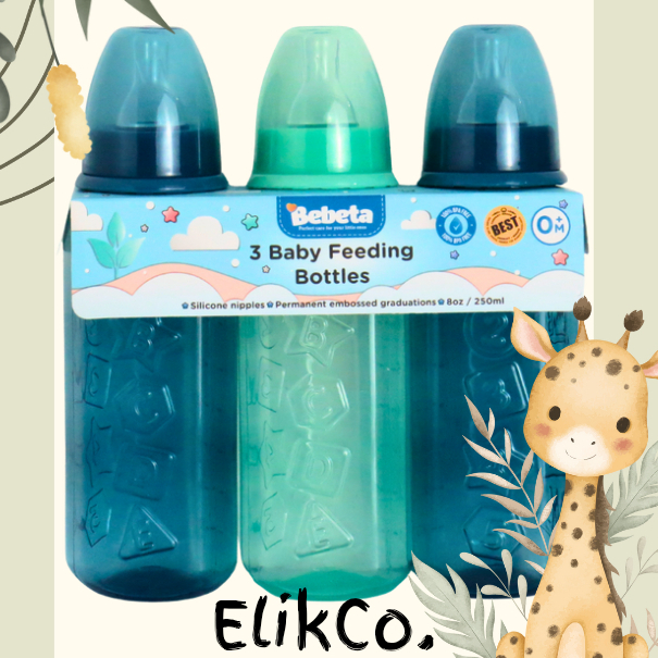 Bebeta Feeding Bottle 8oz Regular Neck Triangle 3pcs Per Pack | Shopee ...