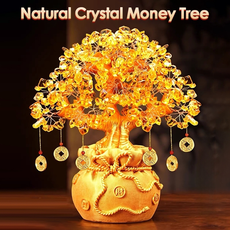 Money Tree Crystal Lucky Tree Money Bag Tree Bonsai Wealth Home ...