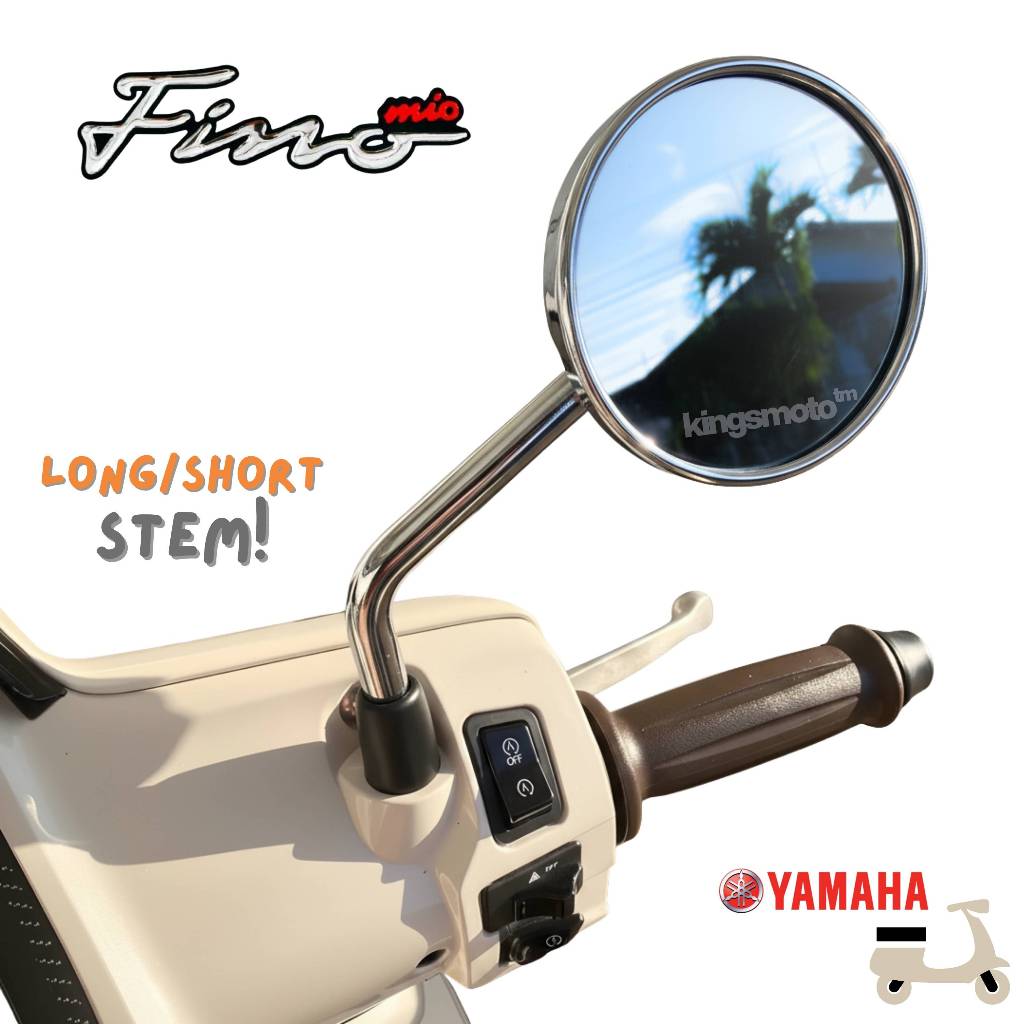 Yamaha Mio Fino Classic Side Mirror Stainless ROUND TYPE Long Stem ...