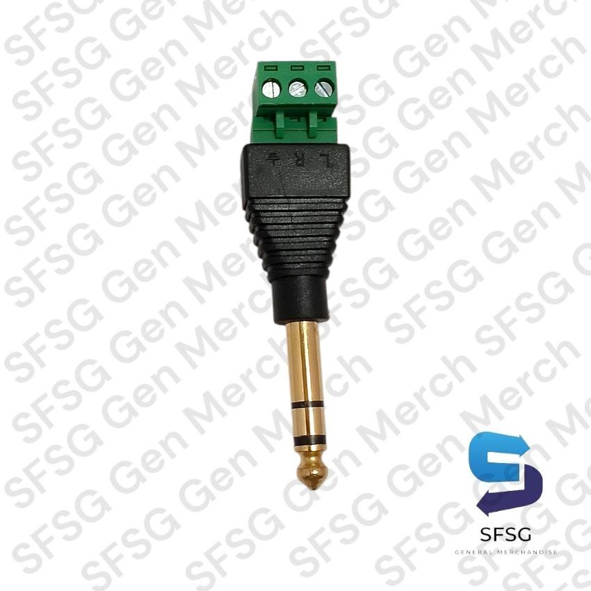 6.35mm 1/4inch stereo male to AV Screw Terminal Block Solderless ...