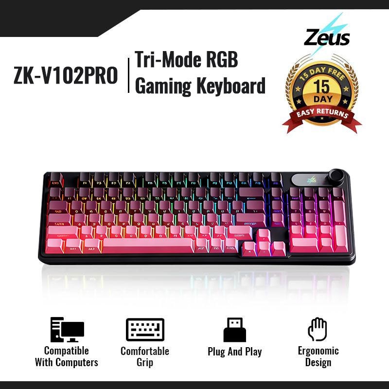 Zeus V102Pro Wireless Keyboard 99 Keys Membrane Gaming Keyboard W ...