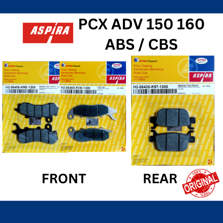 ORIGINAL ASPIRA BRAKE PAD for HONDA PCX ADV 150 160 ABS CBS FRONT AND ...