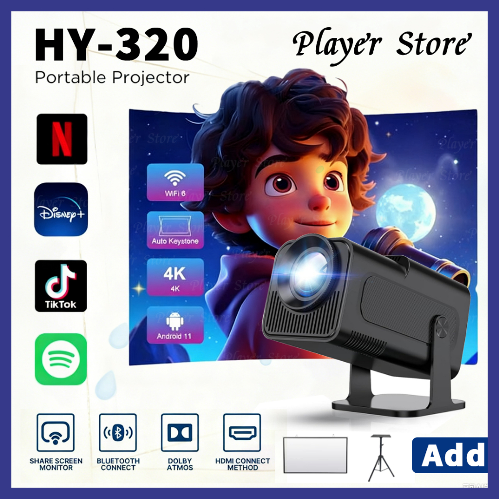 HY320 Smart Projector 4K Mini Projector HD 1080P Portable Projector for ...