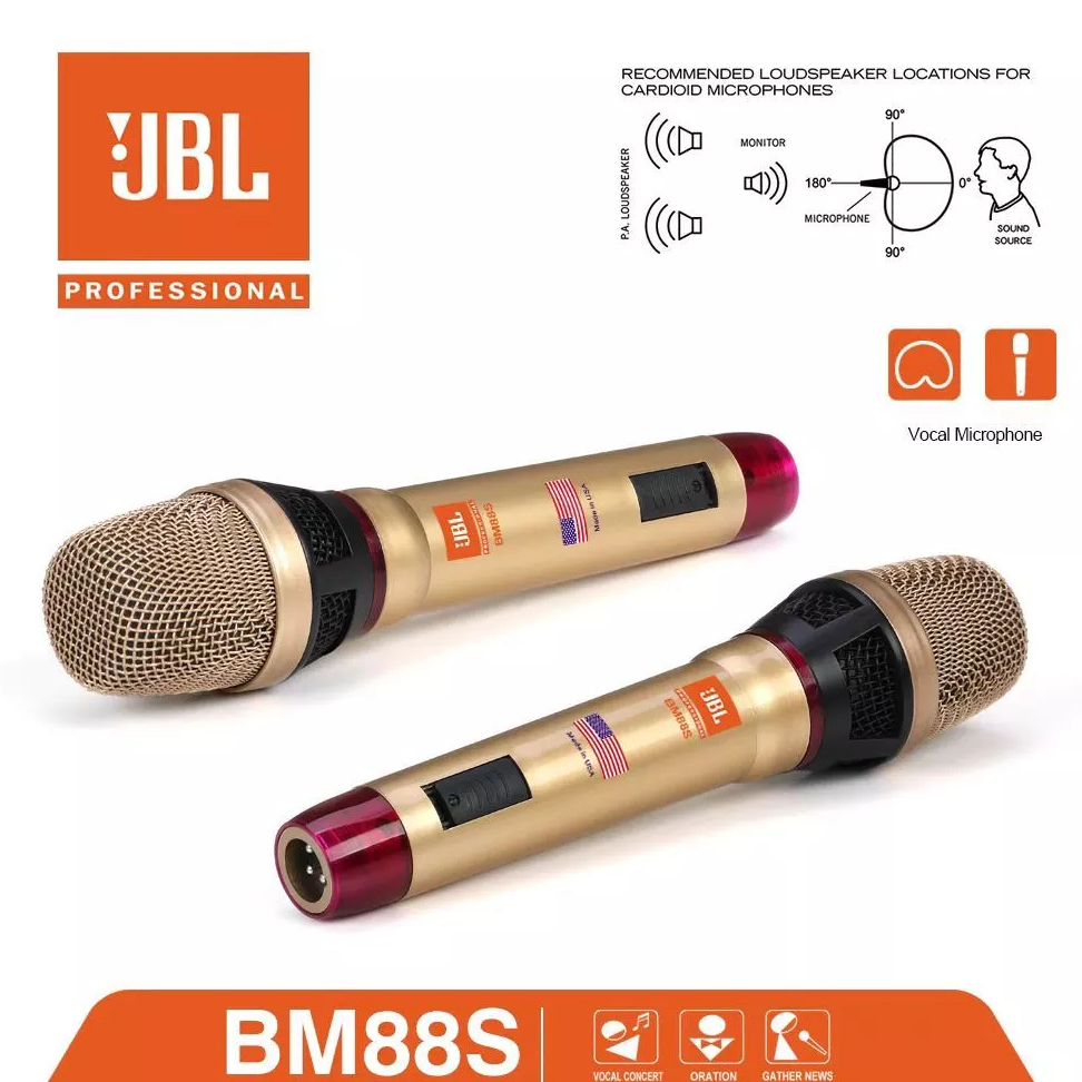 JBL DM88S Professional Dynamic Wired Microphone for Karaoke, Videoke ...