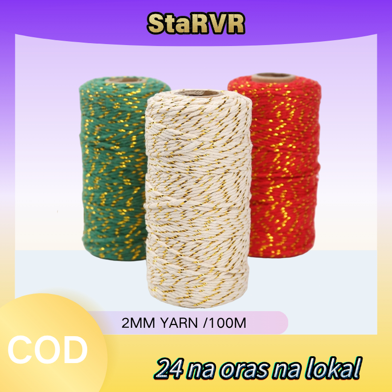 2mm 100m Cotton Cord Macrame Rope Macaron colors Gift wrapping yarn ...