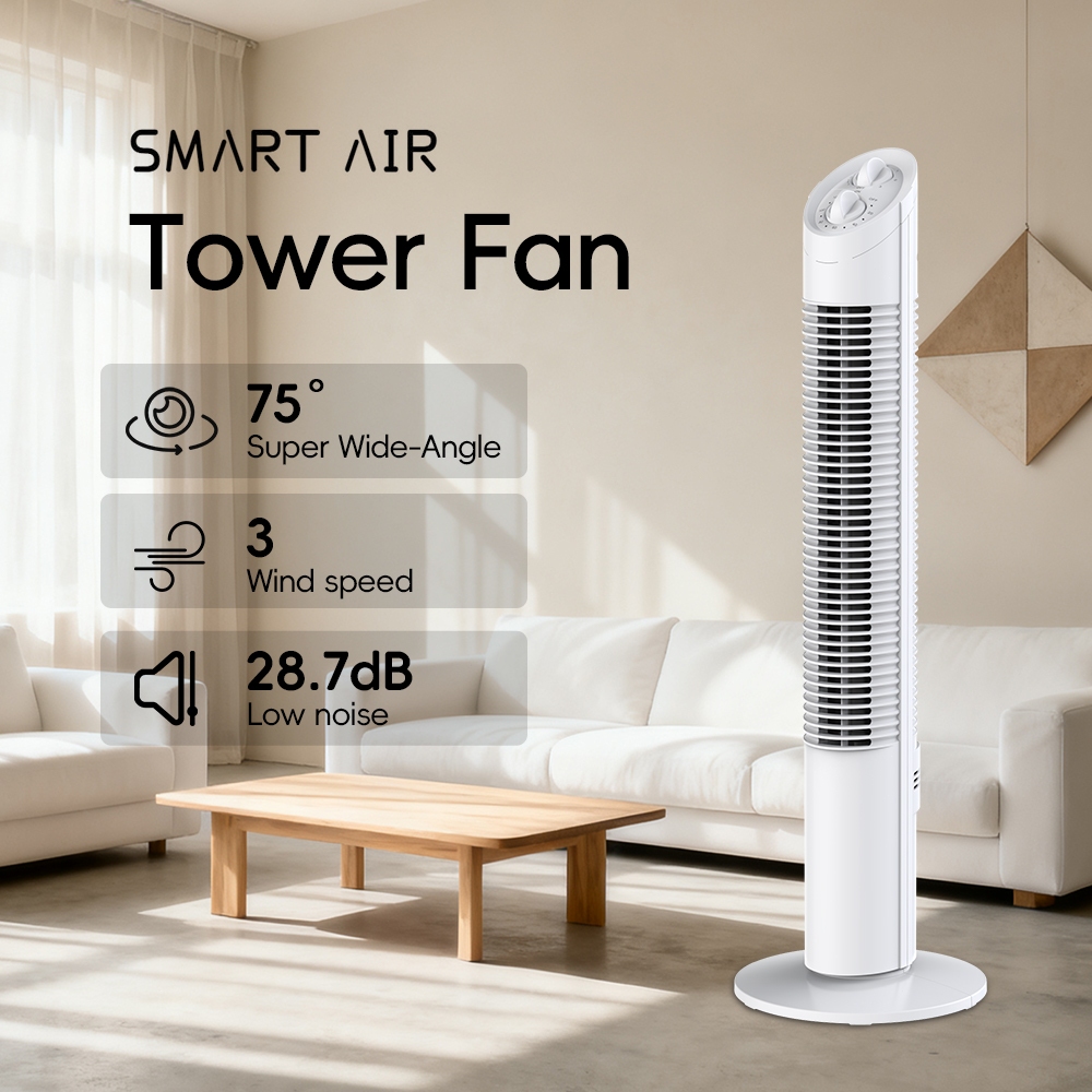 SmartAir Tower Fan Bladeless Standing Fan Timer Oscillation 3 Wind ...