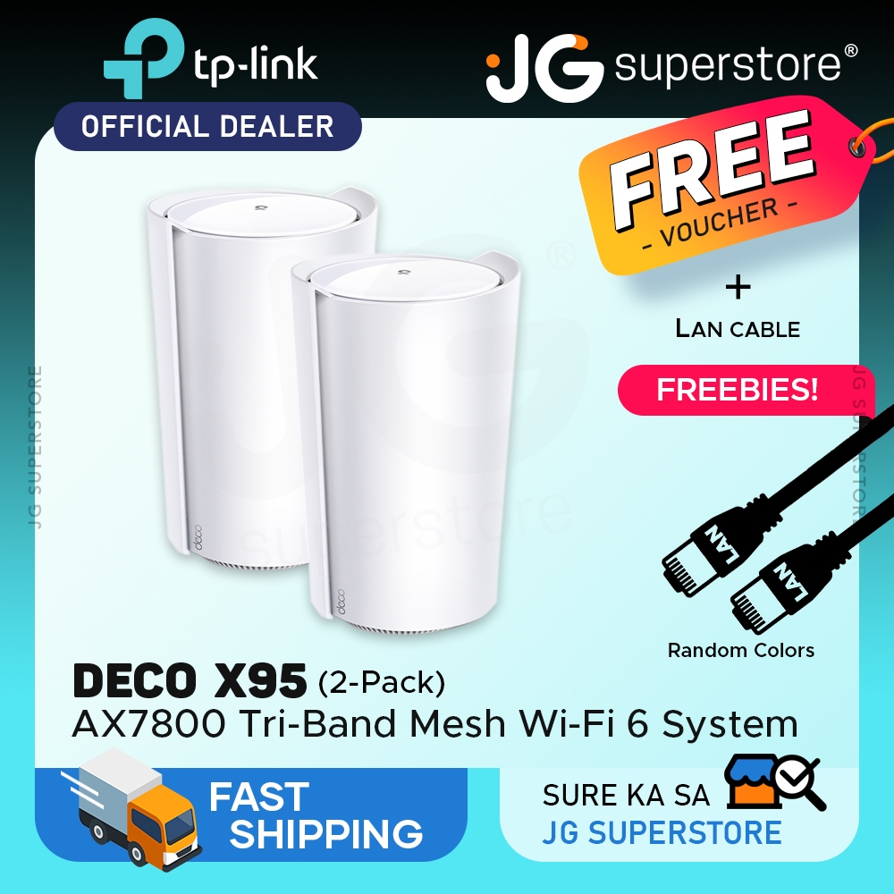 TP-Link Deco X95 (2-Pack) AX7800 Whole Home Mesh Tri-Band Mesh Wi-Fi 6 ...