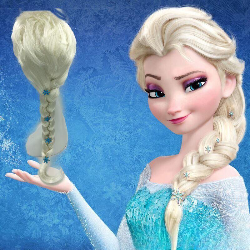 Long Wig White Golden Wig Frozen Princess Elsa Cosplay For Kids Light ...