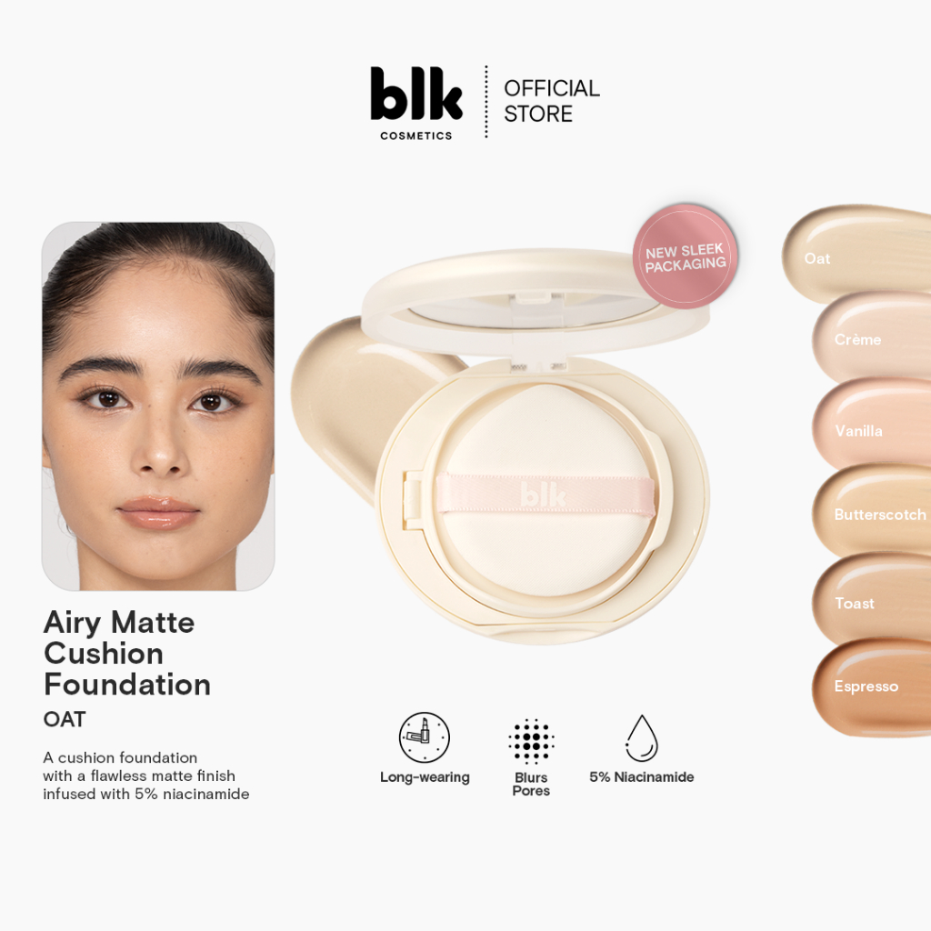 blk cosmetics airy matte cushion foundation SPF15 5% niacinamide ...