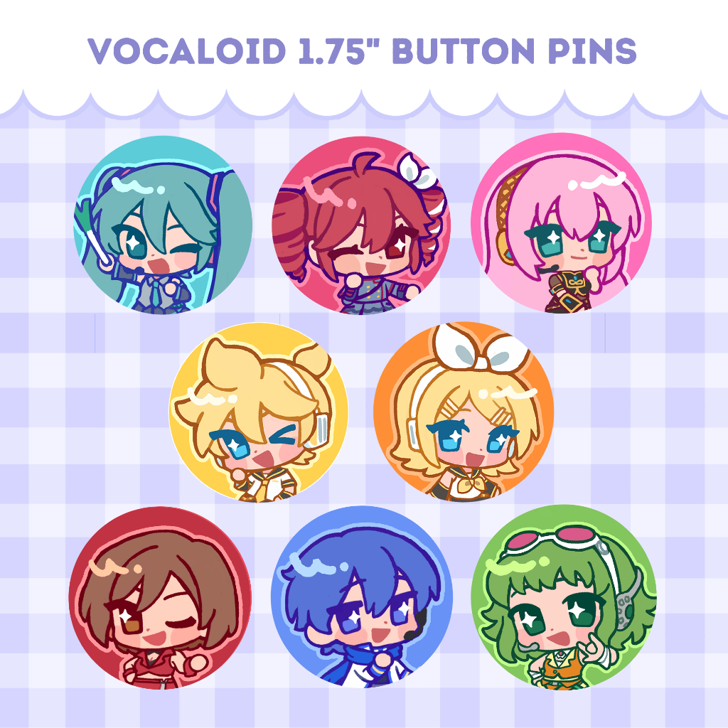 [Kaeriruu] VOCALOID - 1.75" Button Pins Miku Teto Luka Len Rin Meiko ...