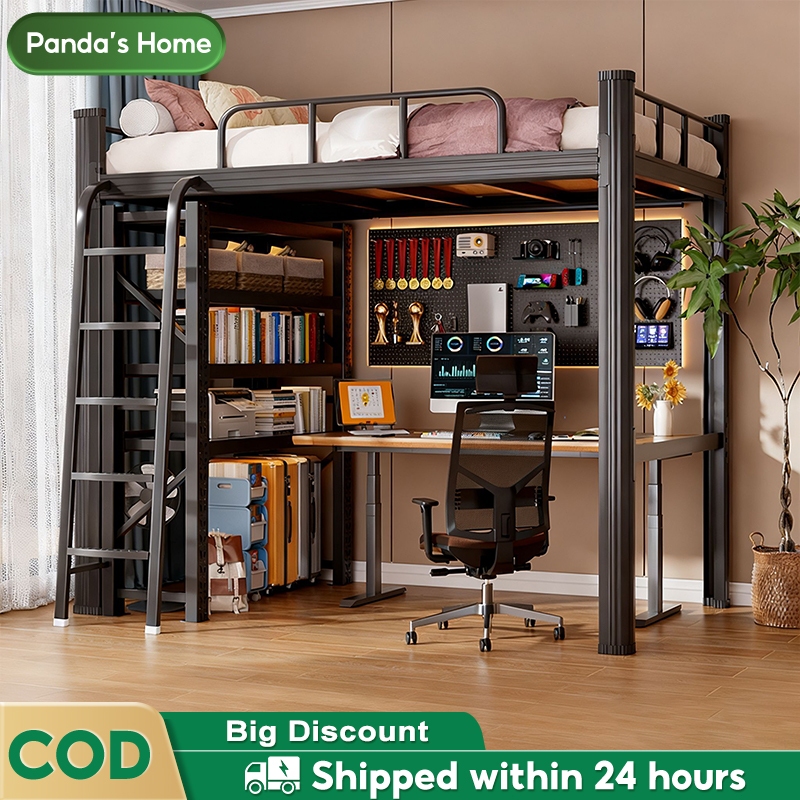 Wrought Iron loft Bed Single Layer Metal loft Bed Frame Apartment Bed ...