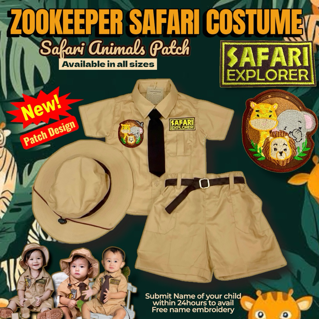 CUTE SAFARI ZOOKEEPER ANIMALS COSTUME/ONE POCKET (NEW PATCH) | Shopee ...