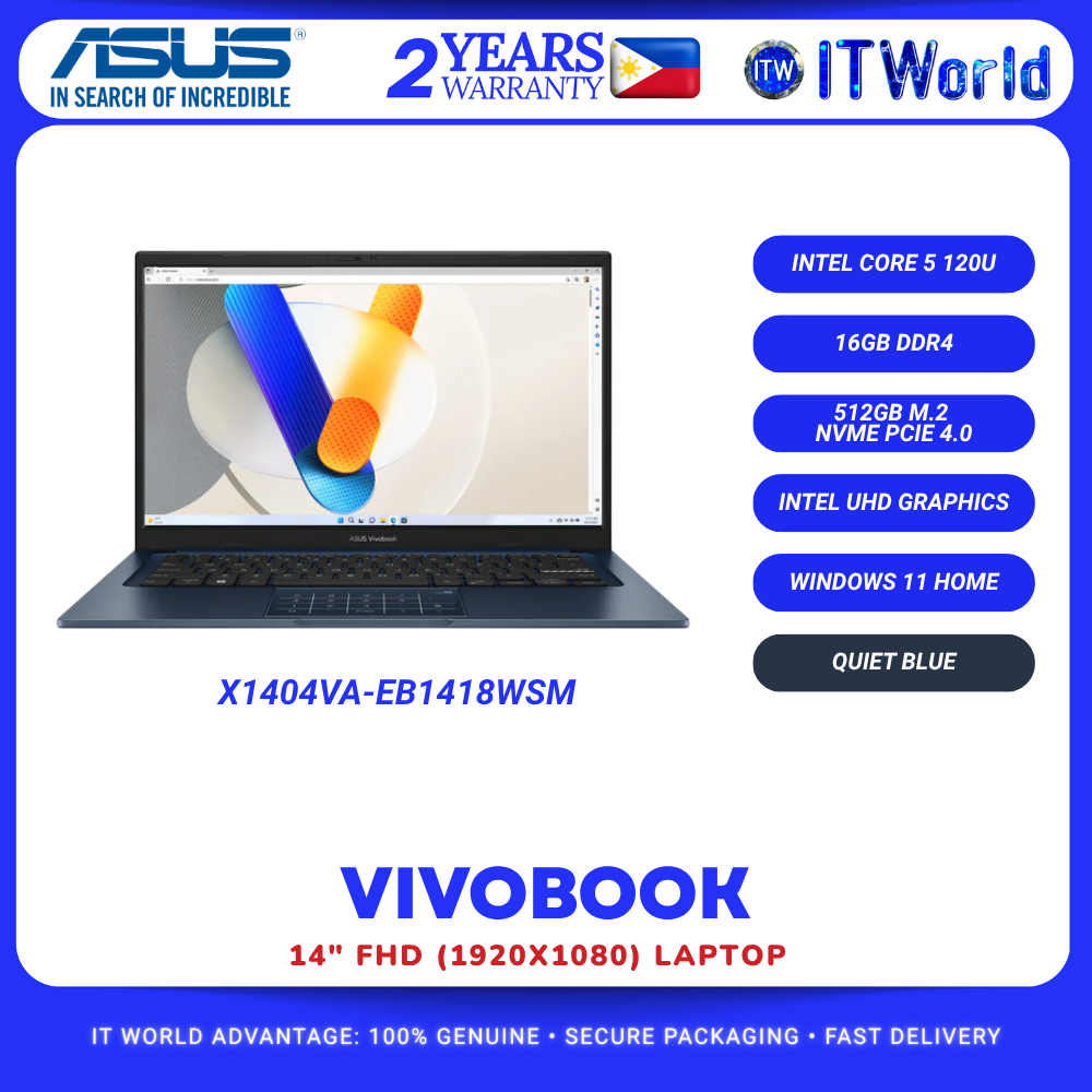 Asus Vivobook 14” X1404VA-EB1418WSM Intel Core 5-120U 16GB RAM 512GB ...