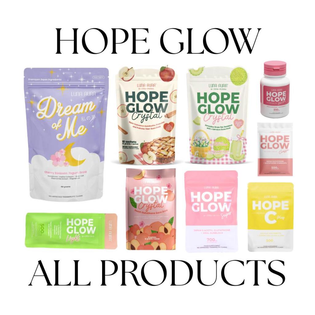 HOPE GLOW Luna Aura Glutathione Beauty Supplement ALL CAPS & DRINKS ...