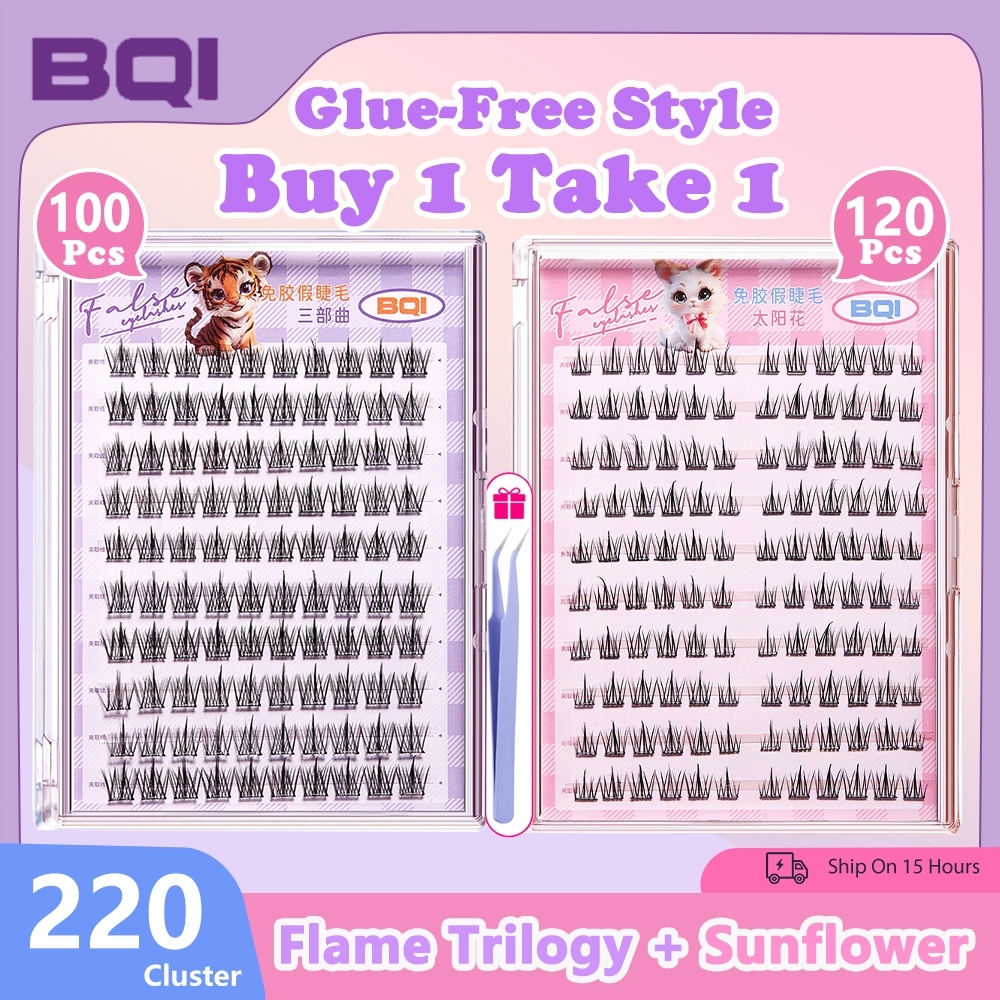 【Buy 1 Take 1】BQI Eyelashes No Need Glue Super Sticky False Eyelashes ...