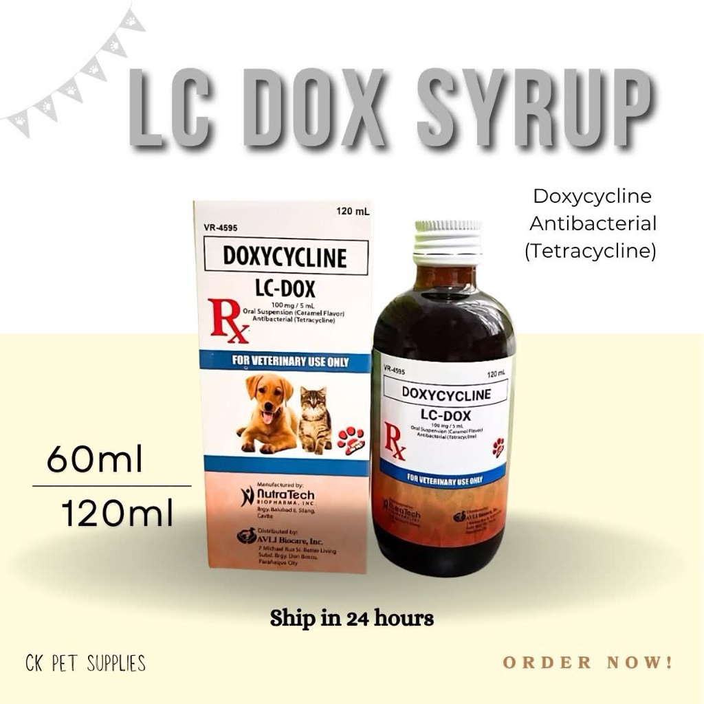 LC-DOX Syrup Suspension Antibacterial 120ML & 60ML for Cats and Dogs ...
