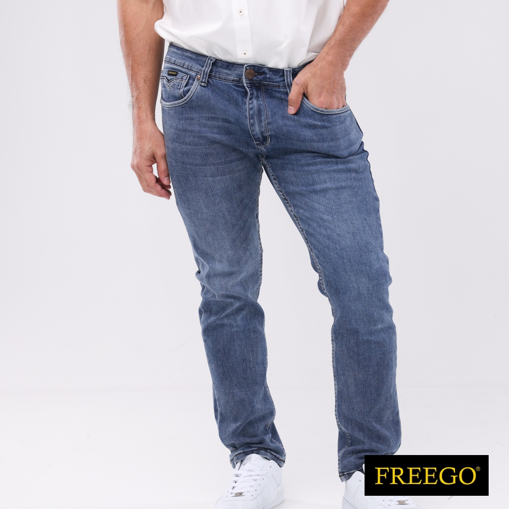 Freego Mens Denim Long Pants Slim Tapered Fit Stretch GBB23-0068 ...