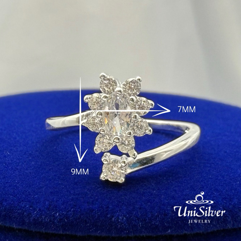 Unisilver 925 Sterling Silver Floral Cluster Open Band Ring (RS685-1001 ...