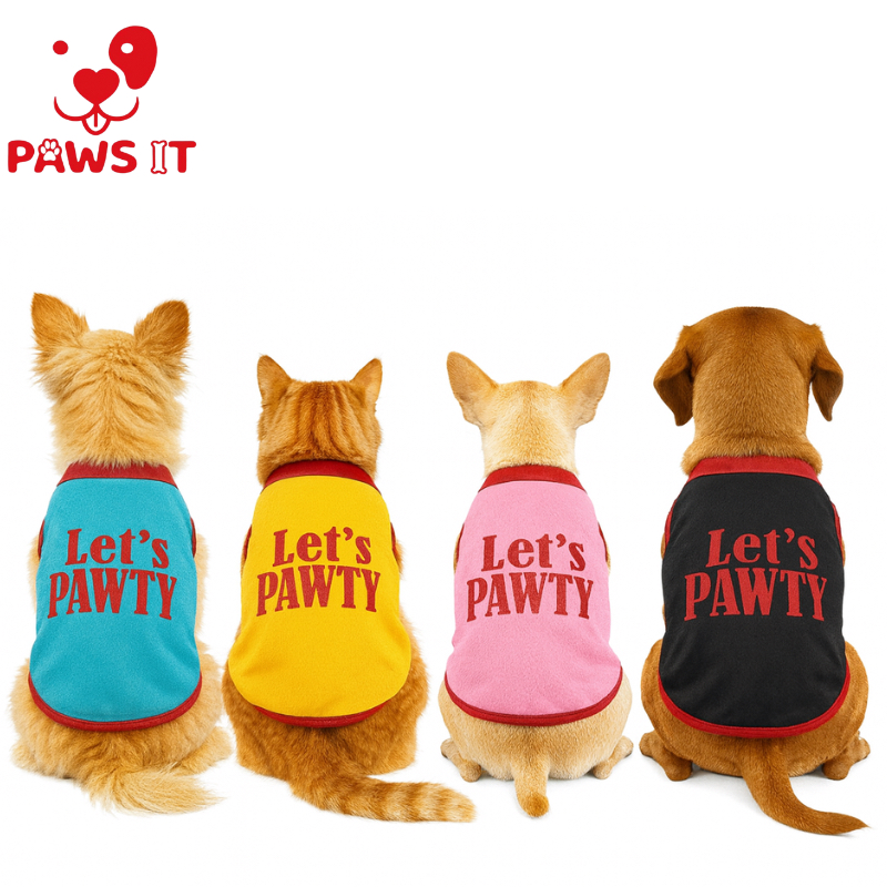 Paws It Dog Cat Clothes Lets Pawty Dog Shirt Pet Sando Dog Tank Top Pet ...