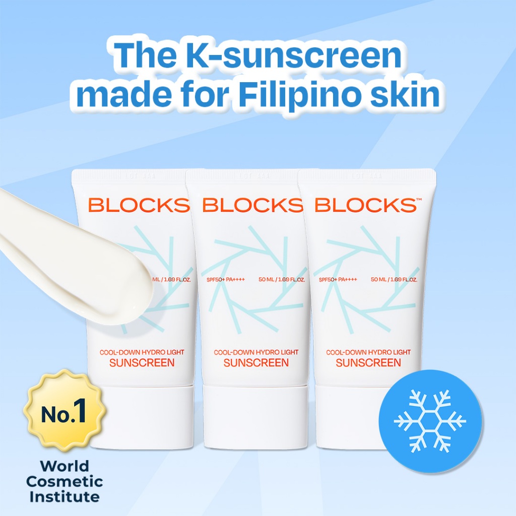 [TRIO SET] BLOCKS Cool-Down Hydro Light Sunscreen SPF50+ PA++++ (3 PCS ...