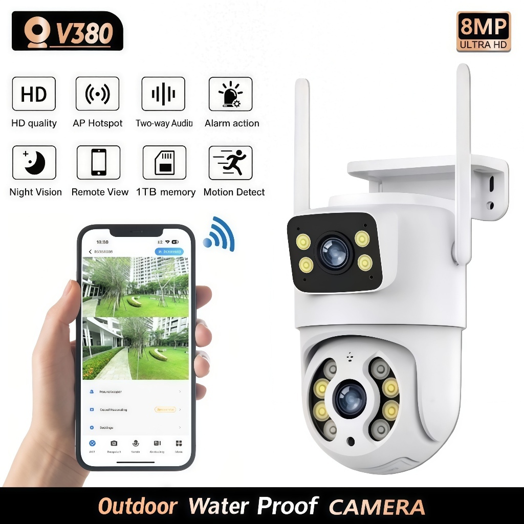 V380 Pro Outdoor CCTV Dual Lens HD 8MP Infrared Night Vision Home ...