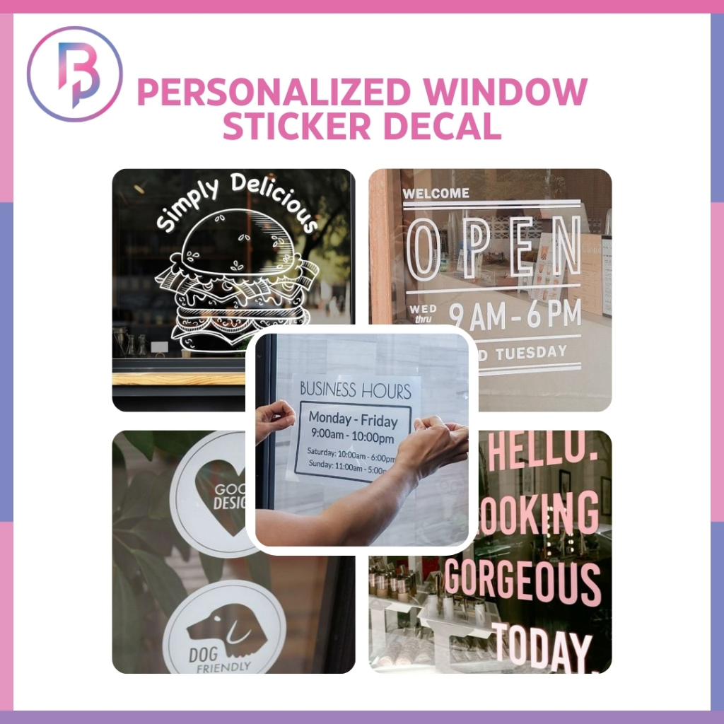 Custom Logo Window Sticker Waterproof Vinyl Glass Wall Decal for Store ...