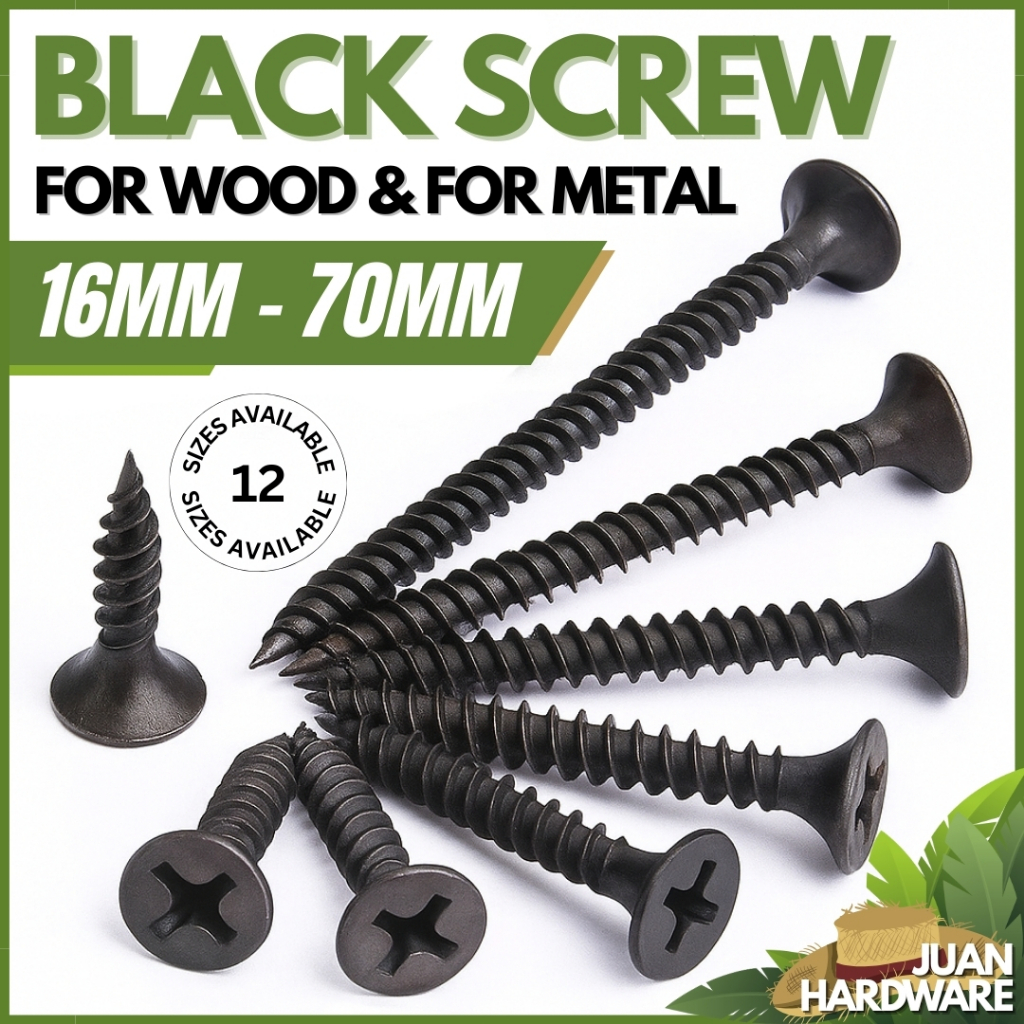 (100PCS) Gypsum Black Screw for Wood and for Metal Self-tapping 1-inch ...