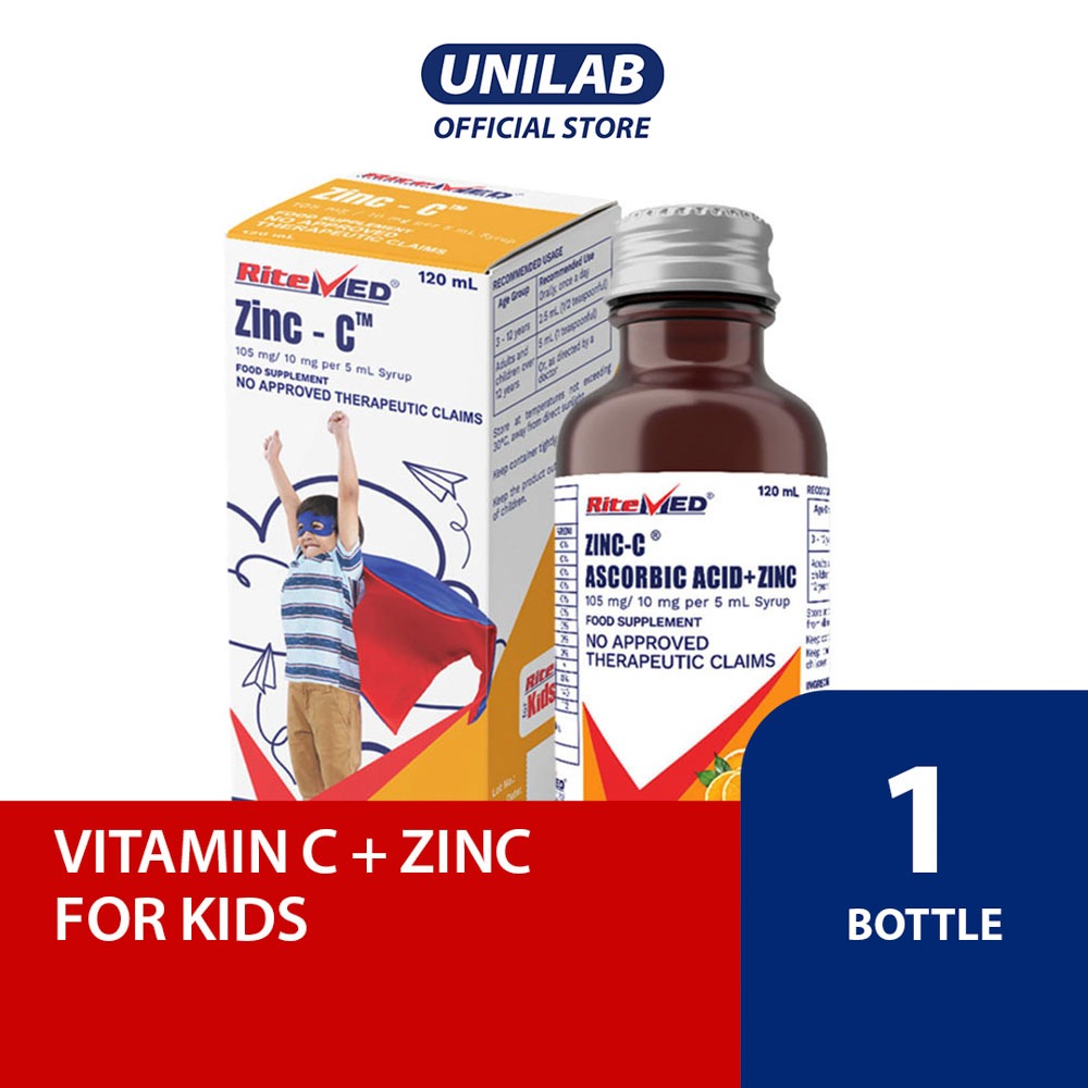 Unilab - RiteMED Zinc-C Ascorbic+Zinc 105 mg/10 mg per 5 mL Syrup 1 ...