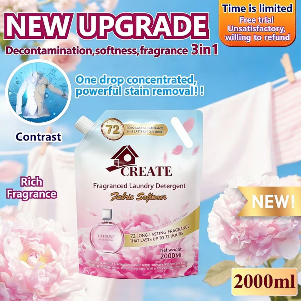 2000ML Liquid Laundry Detergent Fabric Softener Scent 3in1 fast clean ...