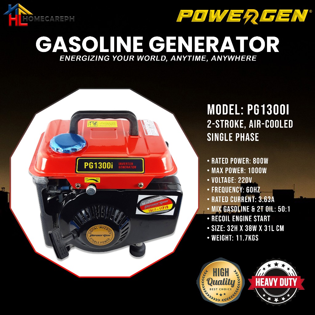 Powergen Inverter Gasoline Generator PG1300i (1000W) | Shopee Philippines