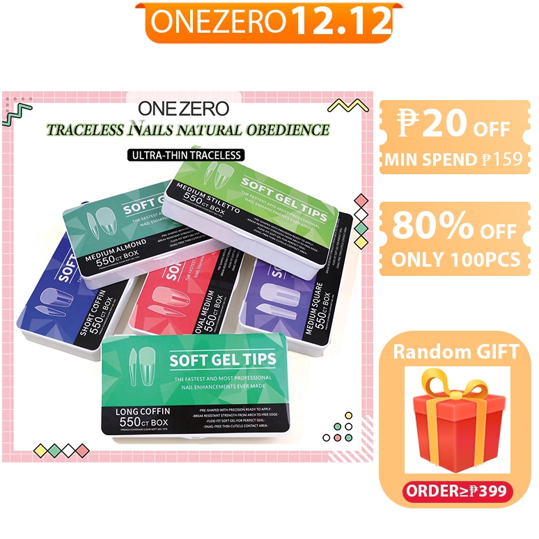 ONEZERO 550PCS Nail Tips Frosted Almond Stiletto Oval Square Soft Gel ...