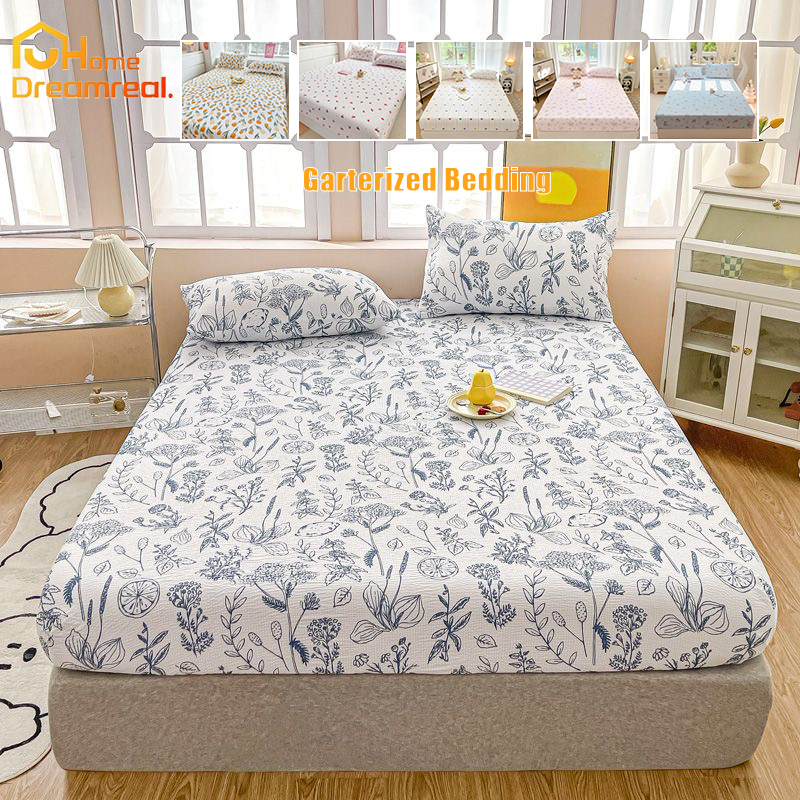 CODFull Garterized Cotton Bedsheet bubble chiffon bedsheet single ...