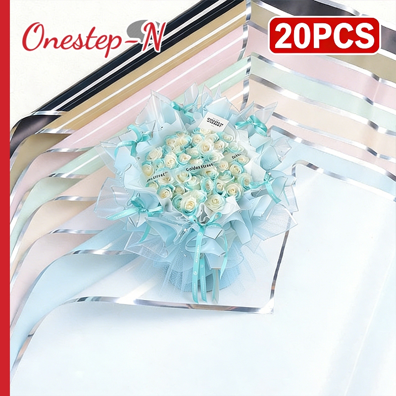 Bouquet Gift Wrapping Paper 20PCS Silver Edge Waterproof Romantic DIY ...