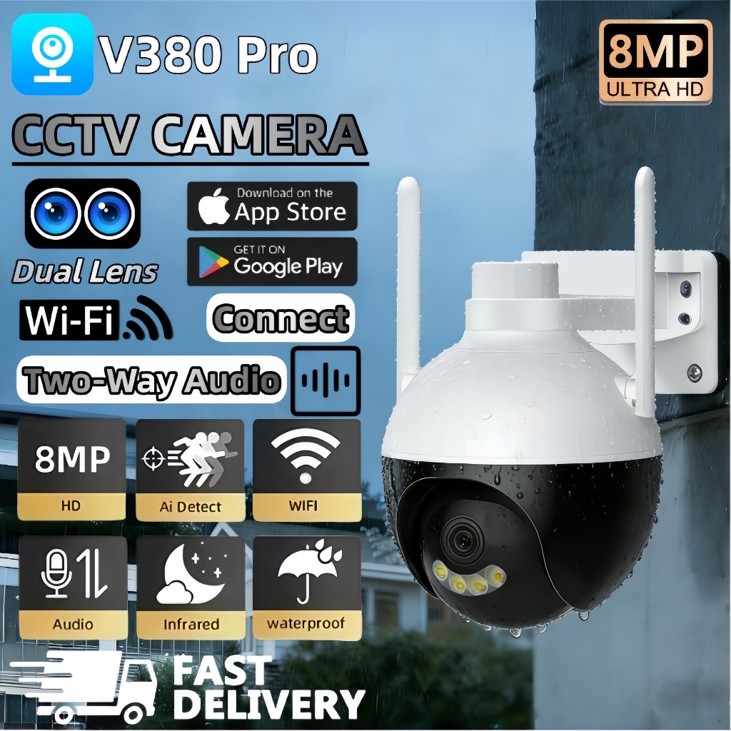 V380 Pro CCTV Camera Outdoor WIFI Wireless 2K 360 Panorama Night Vision ...