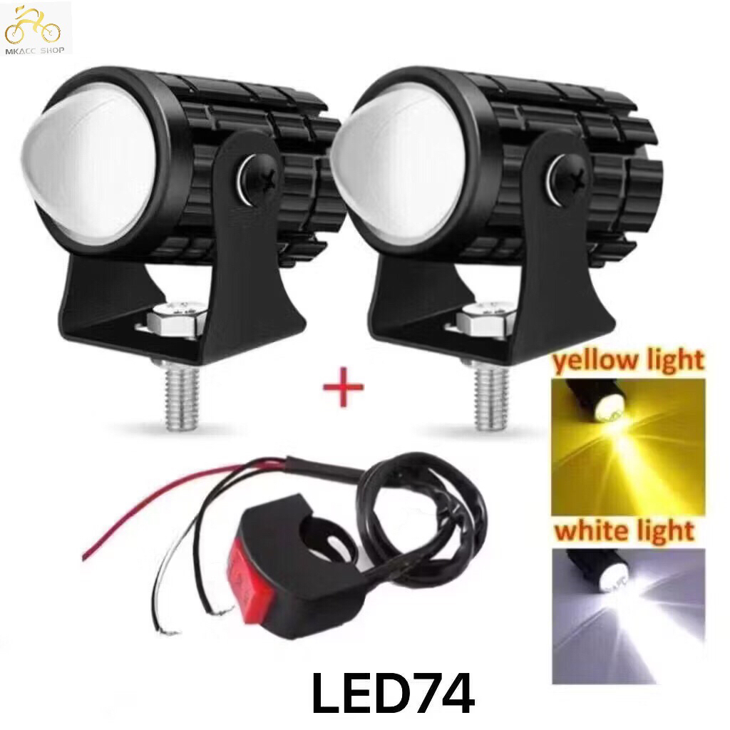 Motorcycle Spotlight Projector Lens Dual Color mini LED Headlight with ...