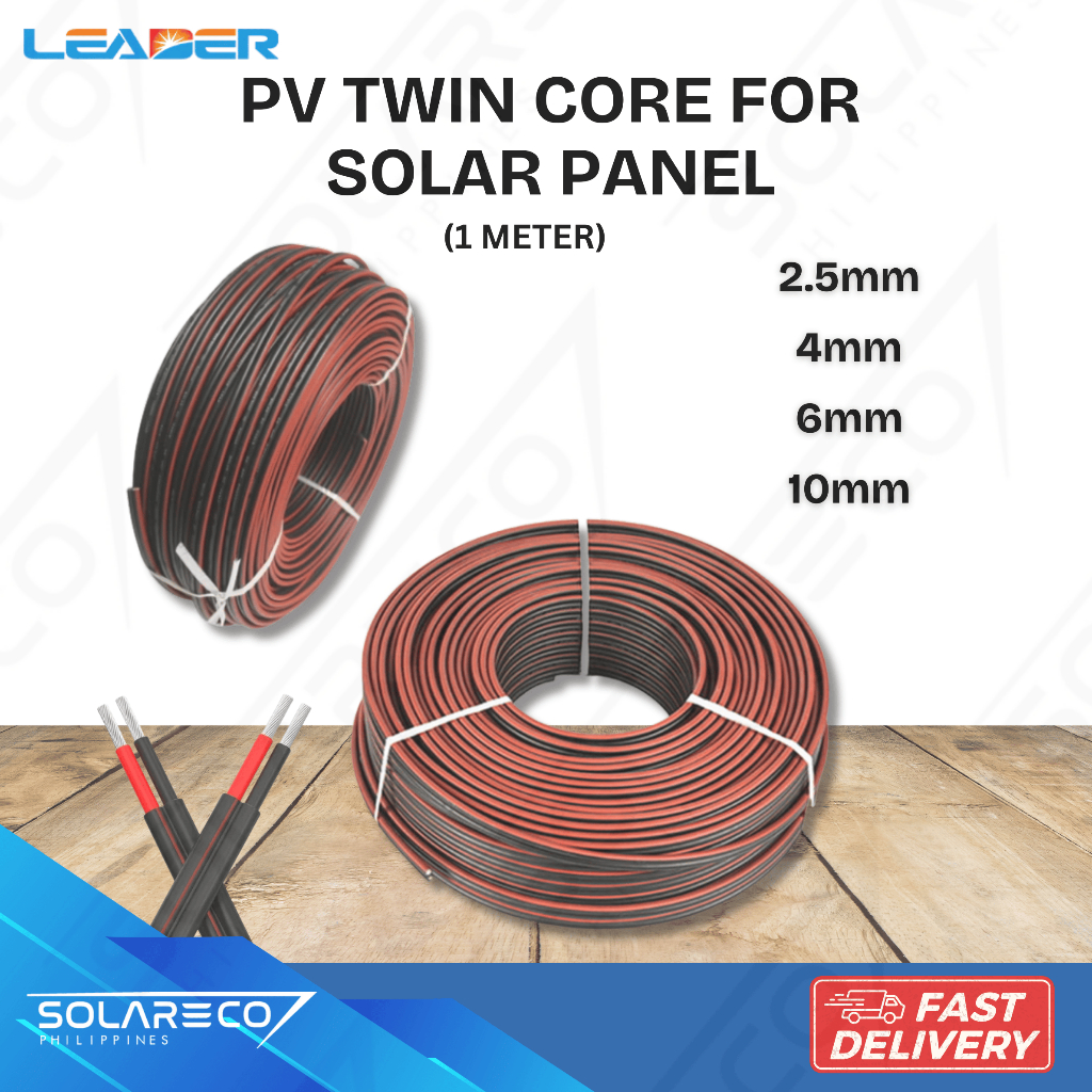 Leader PV Twin Core Solar Cable (Black and Red) – 1 Meter | Shopee ...