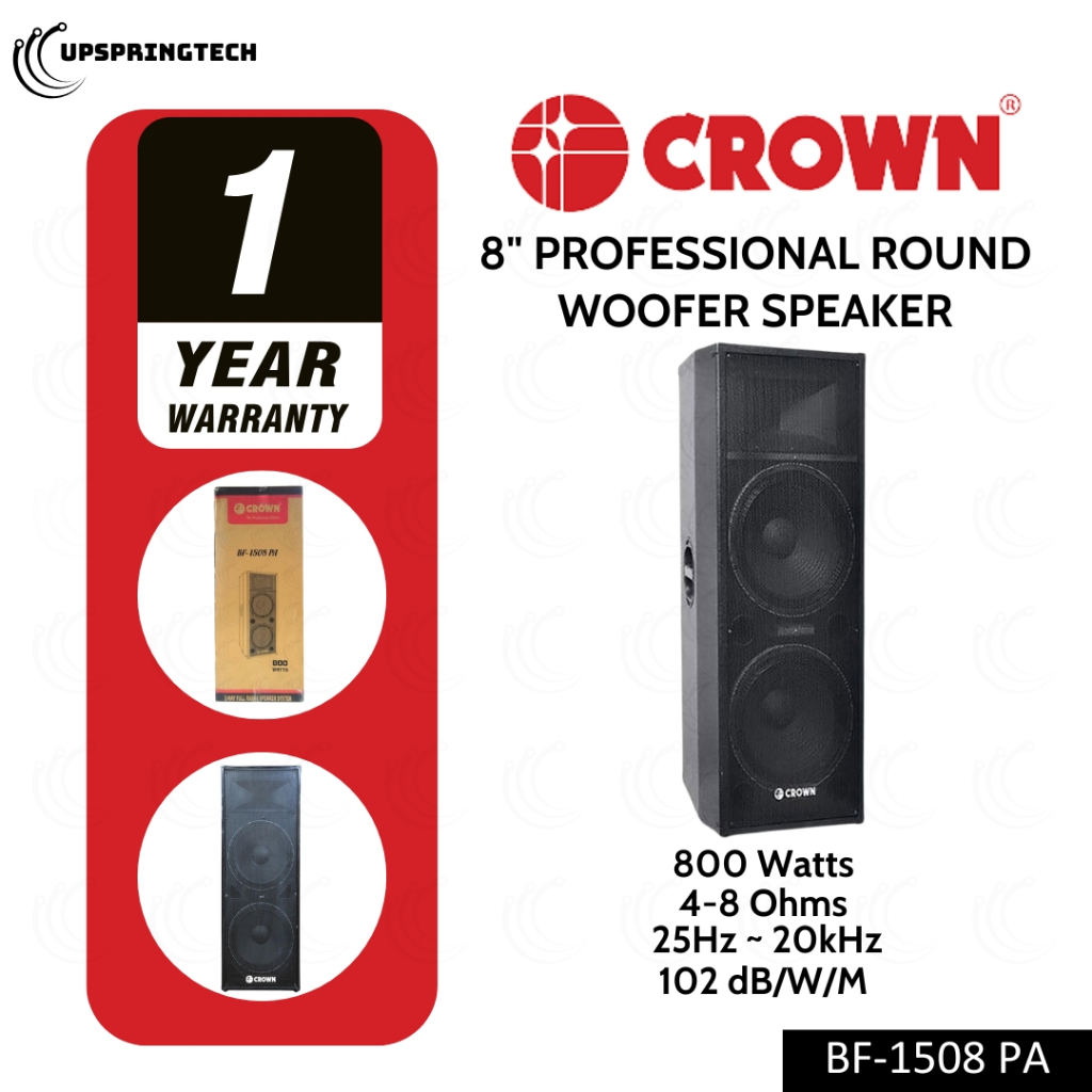 CROWN BF-1508PA 15” Dual Woofer PA Speaker System – 800W, 3-Way, Wooden ...
