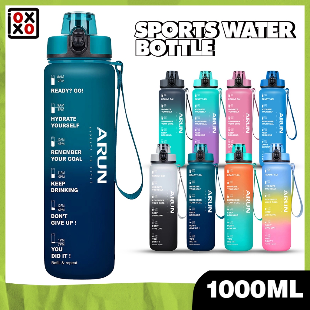 ARUN Motivational Water Bottle 1000ML with Times & Removable Strainer ...