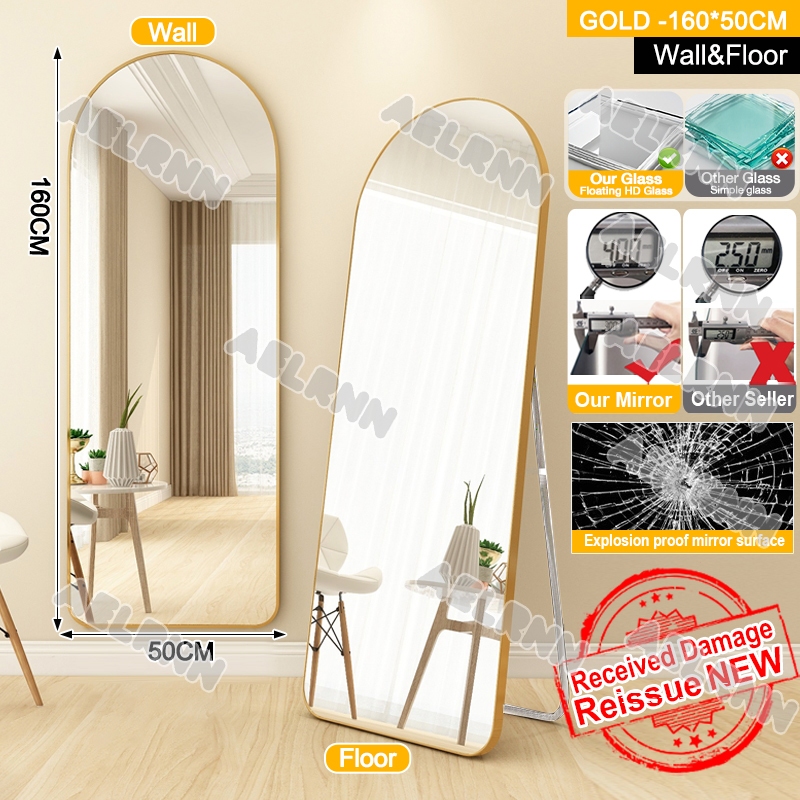 160*50CM Full-length mirror With Stand Wall Full Body Mirror Round ...