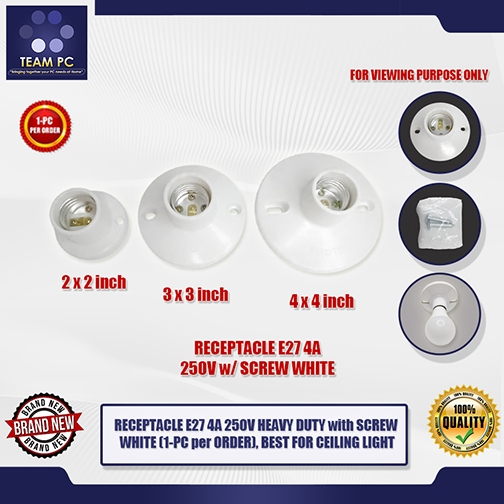TEAM PC RECEPTACLE E27 4A 250V HEAVY DUTY with SCREW WHITE (1-PC per ...