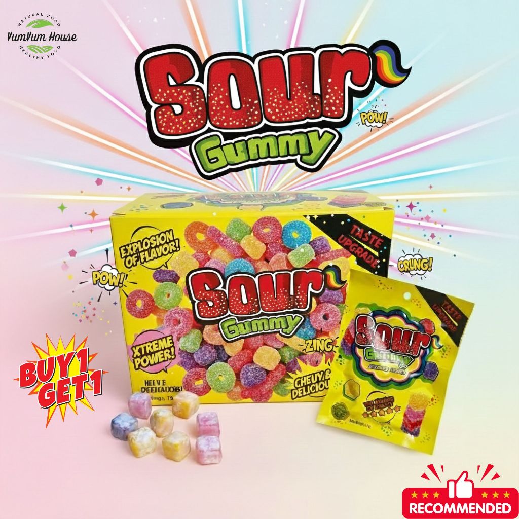 COCO Sour Gummy Candy Assorted Flavors 30 Packs Box Chewy Sweet Snack ...