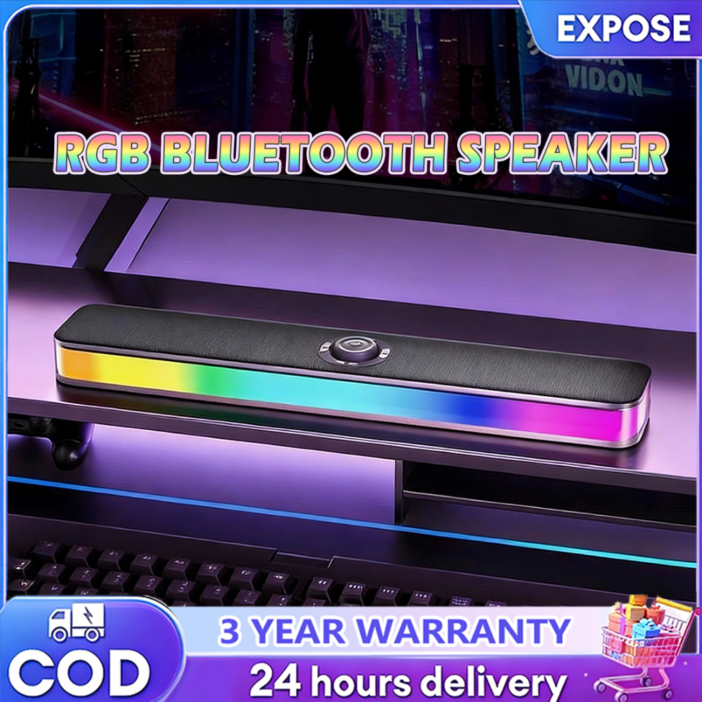 Desktop Speaker RGB Bluetooth 5.3 Sound Bar Colourful Ambient Light ...