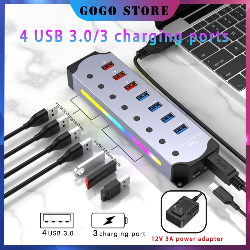 7-in-1 USB 3.0 with 12V 3A power distributor, 10Gbps independent ...