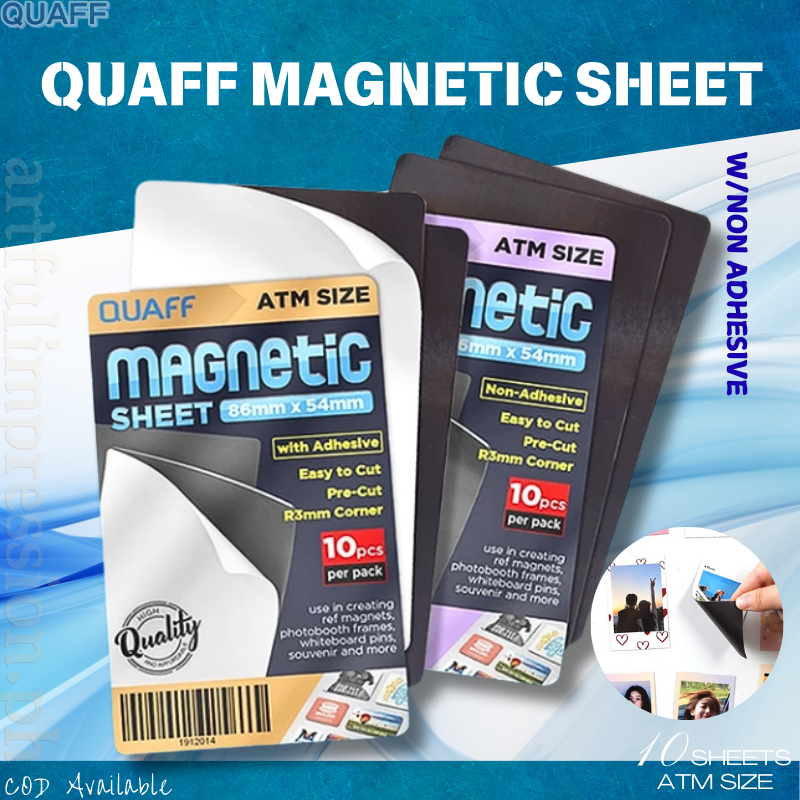 (10pcs) QUAFF Magnetic Sheet with Adhesive & Non-adhesive ATM Size for ...