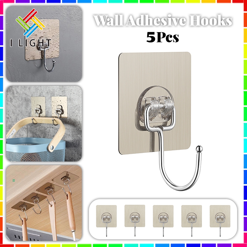 （Fast Delivery）（3/5/10PCS）Sticker Hooks PVC Wall Adhesive Hook 7*7CM ...