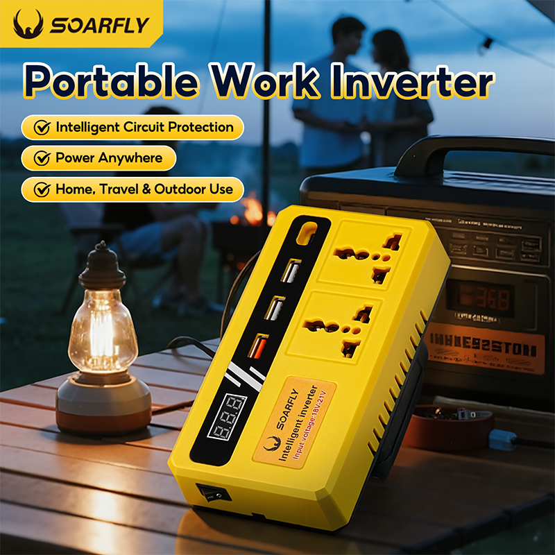 Cordless Portable Mini Smart Inverter Power Converter Power Generator 2 PORTS 220V + USB 21V ...