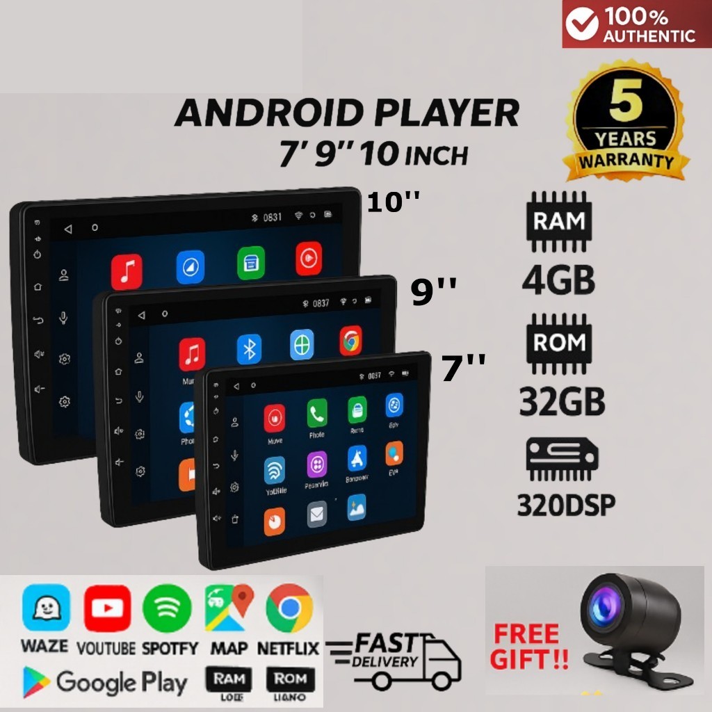 [2026 NEW] Android Player 7"9"10 inch(6GB RAM+64GB ROM) Quad Core Car ...