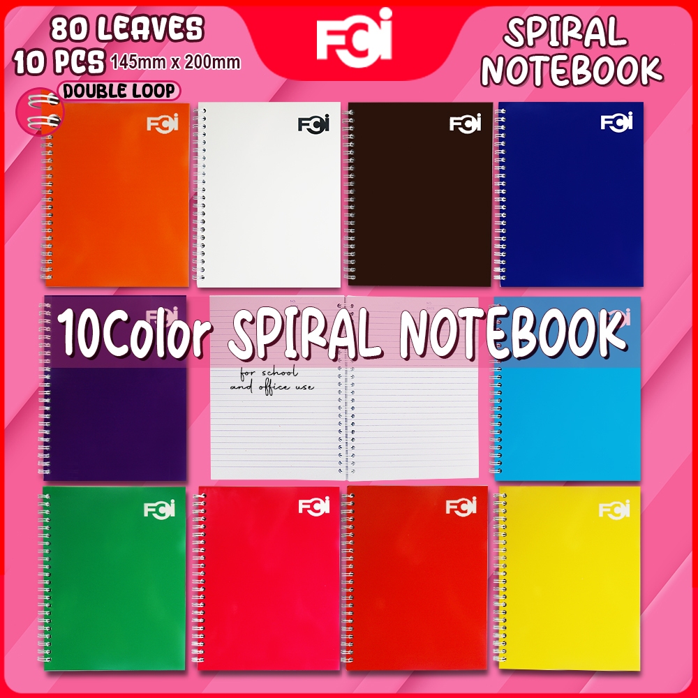 FCI Spiral Notebook Neon Assorted Colors 80 leaves x 10 pcs For ...
