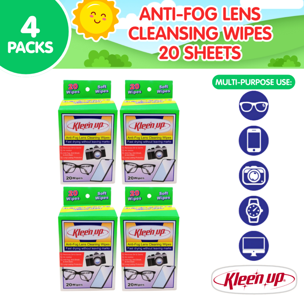Kleen Up Anti-Fog Lens Cleaning Wipes 20 Sheets (4 packs) - Anti-Streak ...